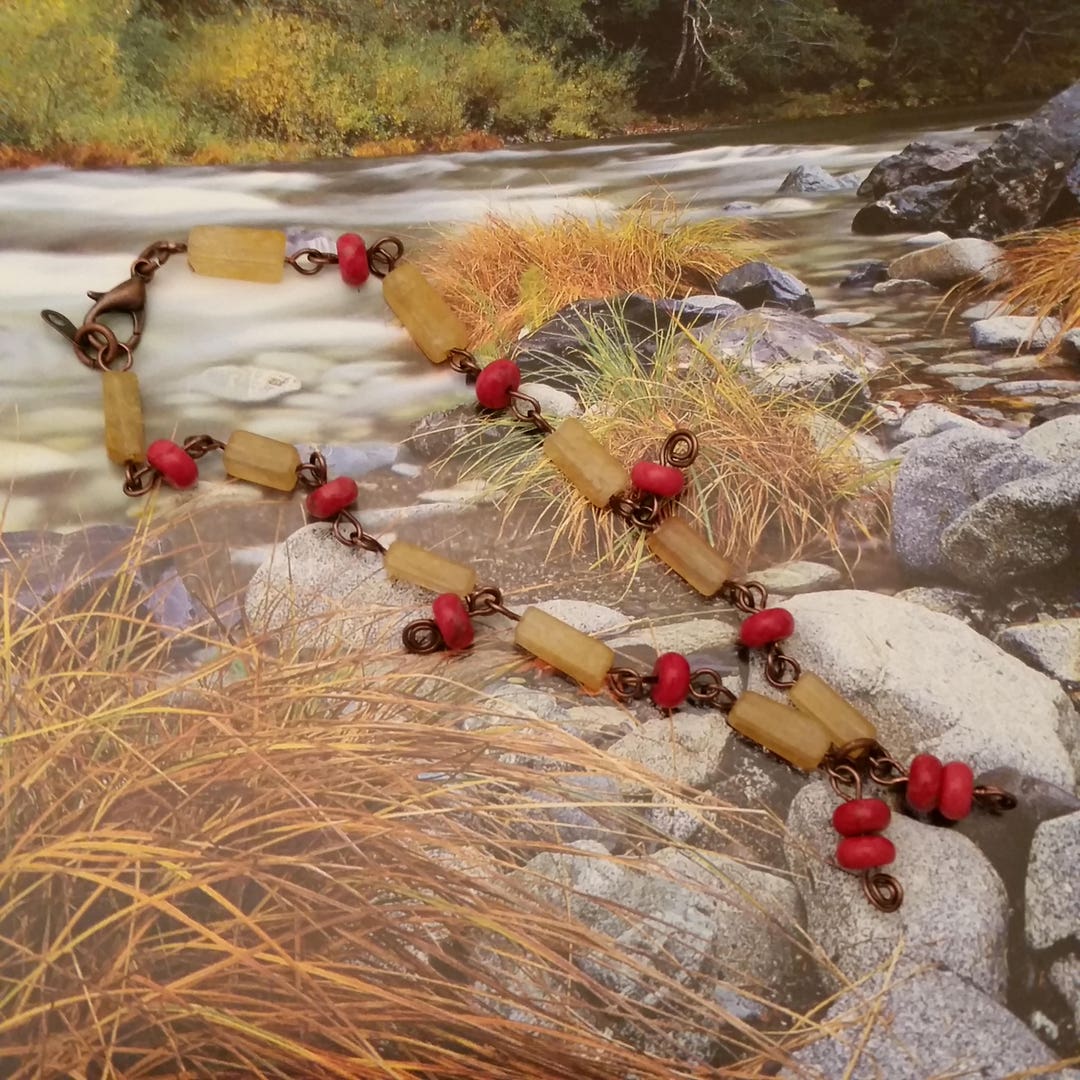 Quartz and Red Howlite Ankle Bracelet - Etsy