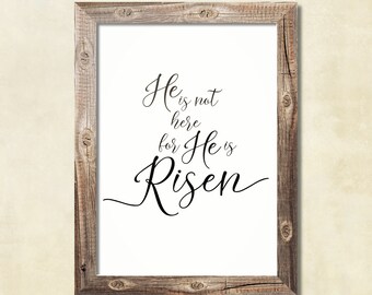 He is Risen Matthew 28:6 Easter Printable Bible Verse Wall Art - Etsy