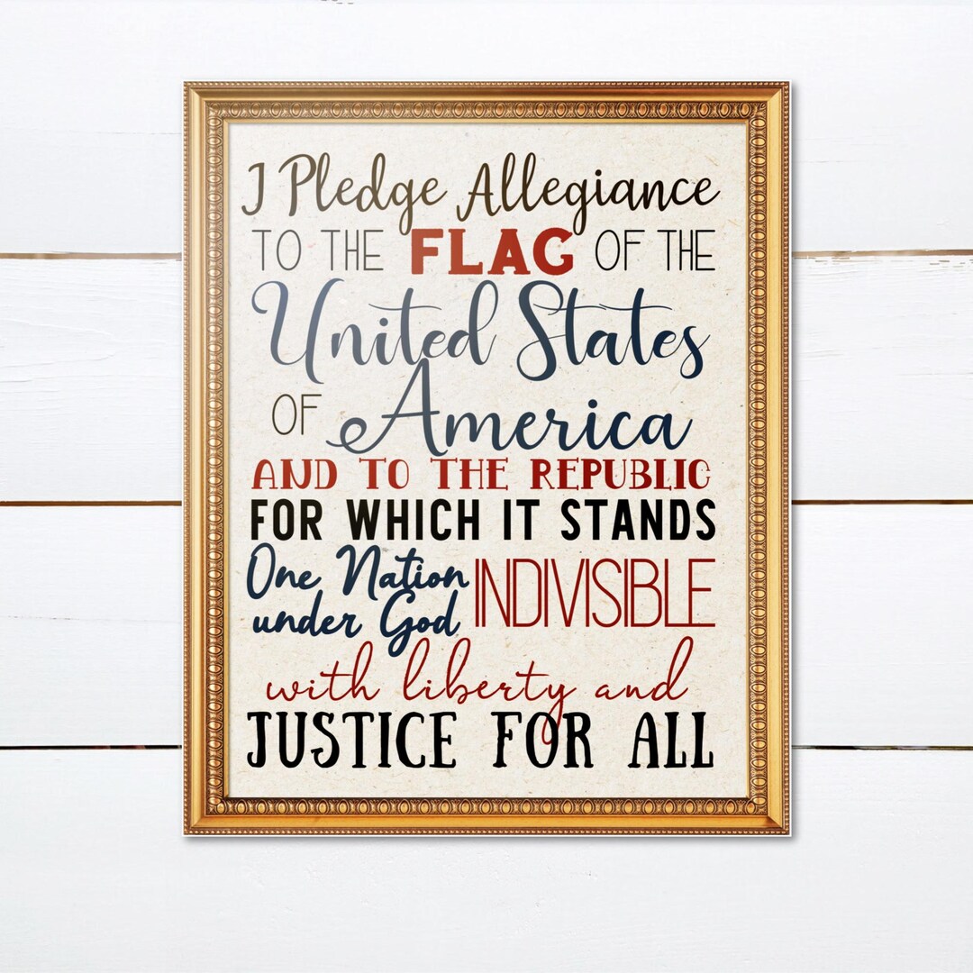 Pledge of Allegiance Matte Poster Patriotic Subway Art 4th of July Wall ...