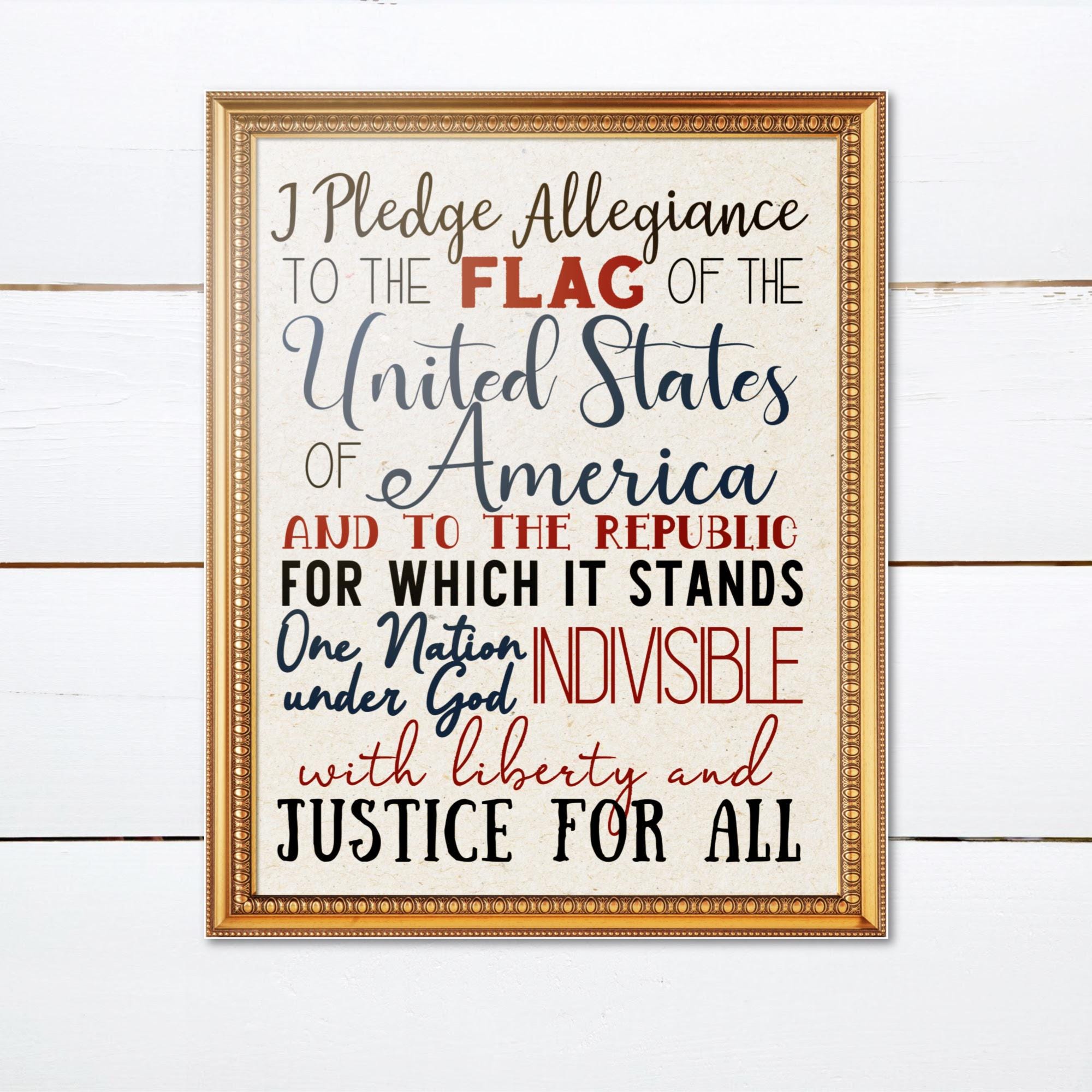 Pledge of Allegiance Matte Poster Patriotic Subway Art 4th of July Wall ...