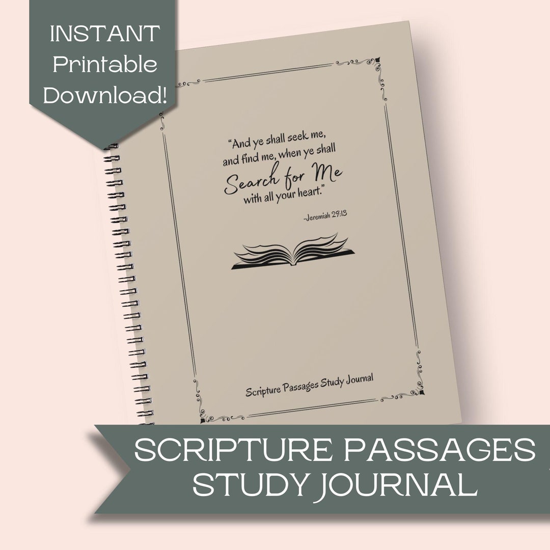 Printable Scripture Journal for Bible Study Notebook for Christian Gift ...
