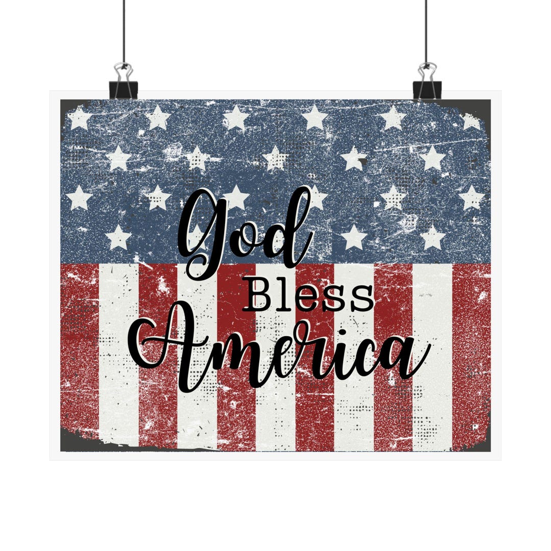 GOD BLESS AMERICA Poster Matte Patriotic Wall Art - Etsy
