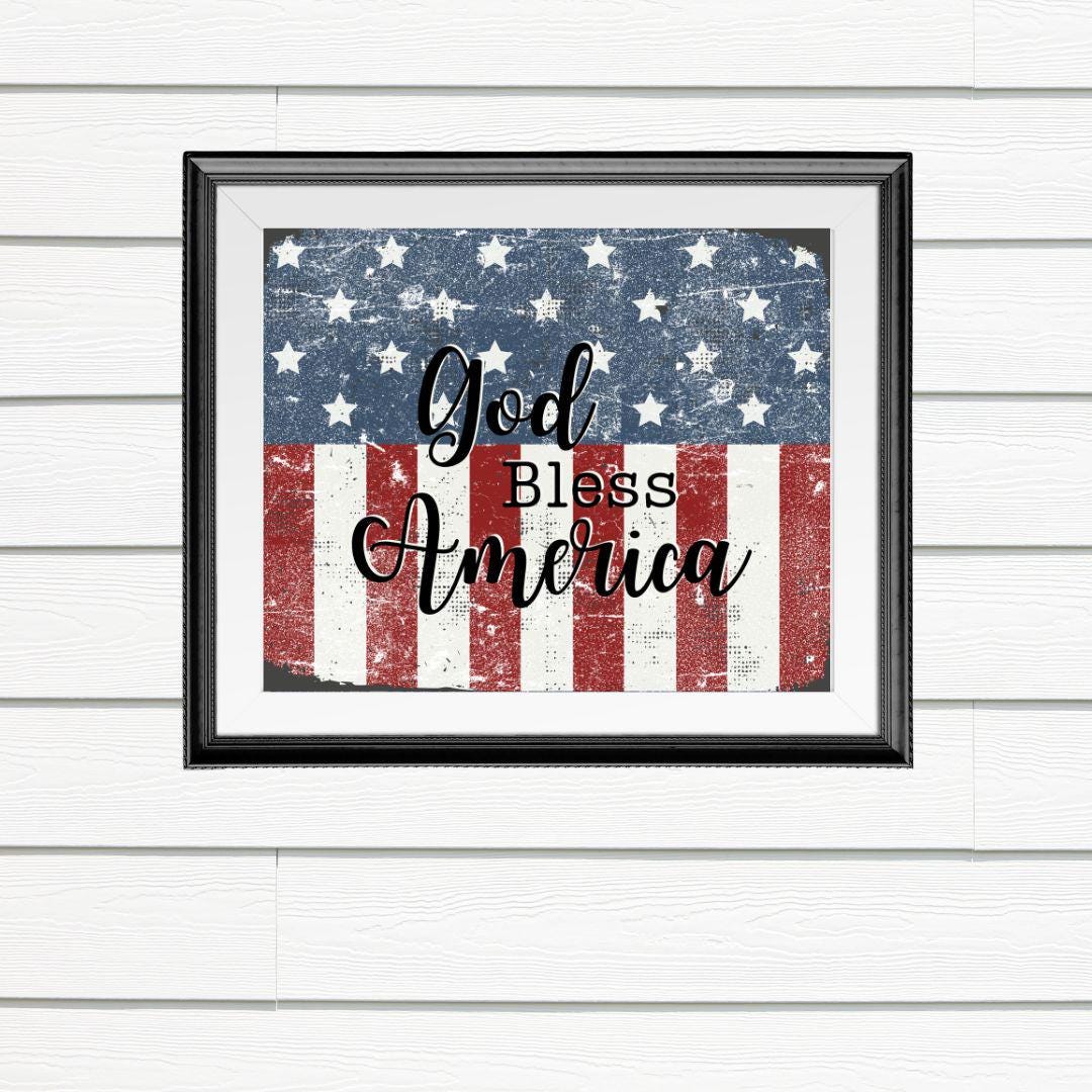 GOD BLESS AMERICA Poster Matte Patriotic Wall Art - Etsy