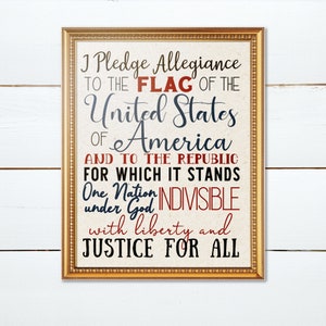Pledge of Allegiance Printable Patriotic Subway Art 4th of July Wall ...
