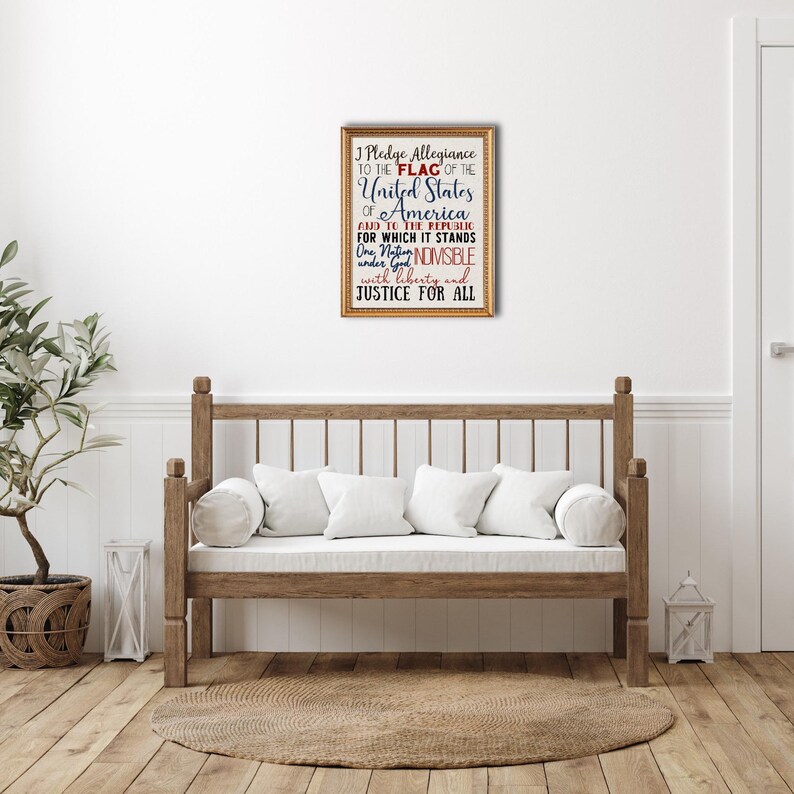 Pledge of Allegiance Matte Poster Patriotic Subway Art 4th of July Wall ...