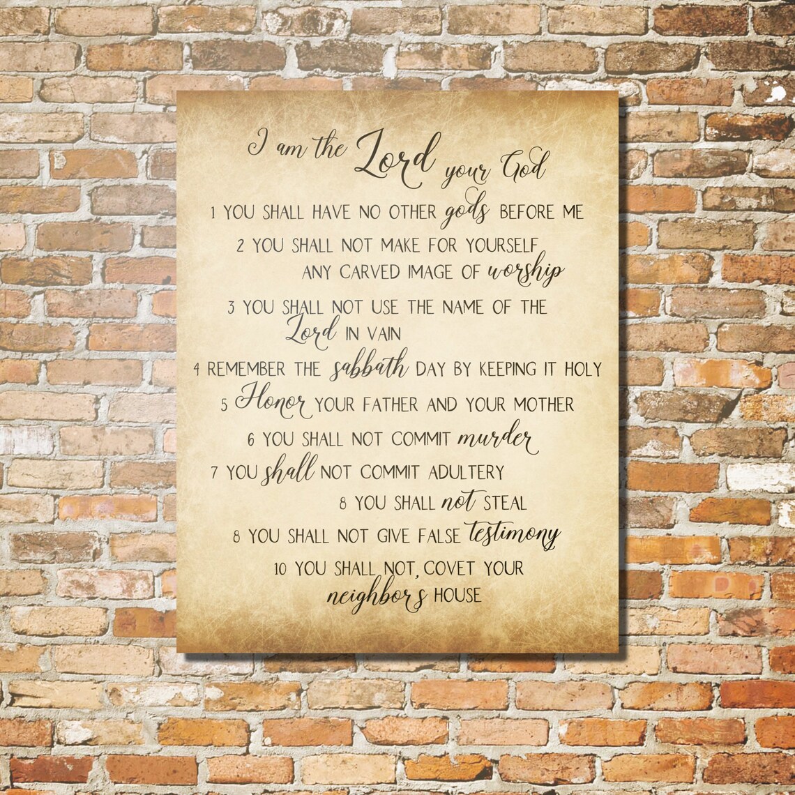 The Ten Commandments Printable Art; Bible Verse Print; NIV; New ...