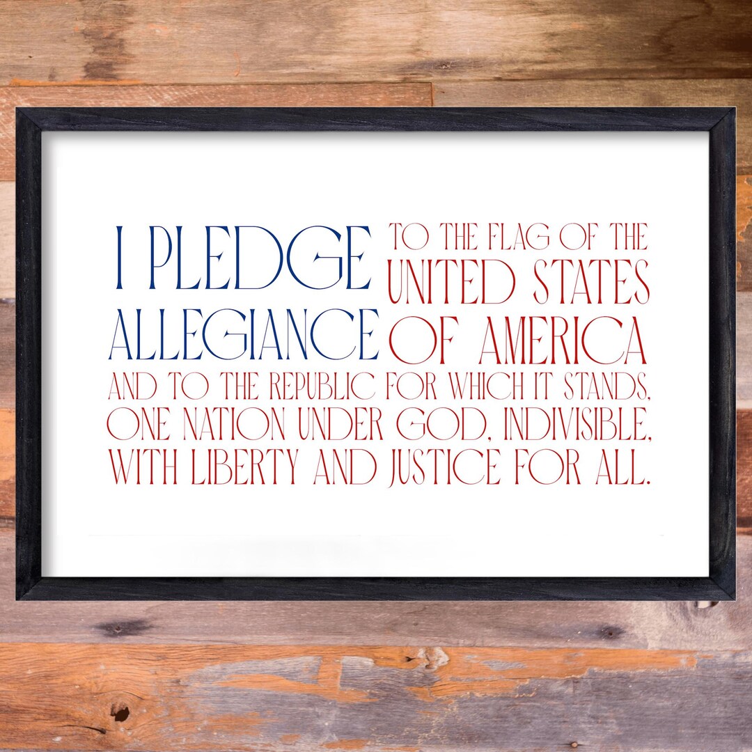 Pledge of Allegiance Flag Matte Poster Patriotic Art 4th of July Wall ...