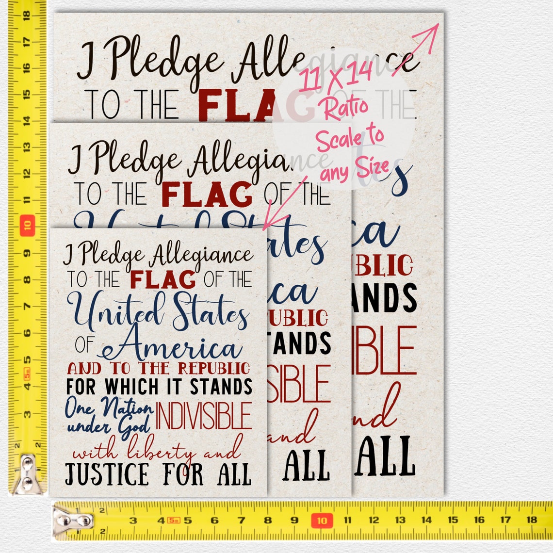 Pledge of Allegiance Printable Patriotic Subway Art 4th of July Wall ...