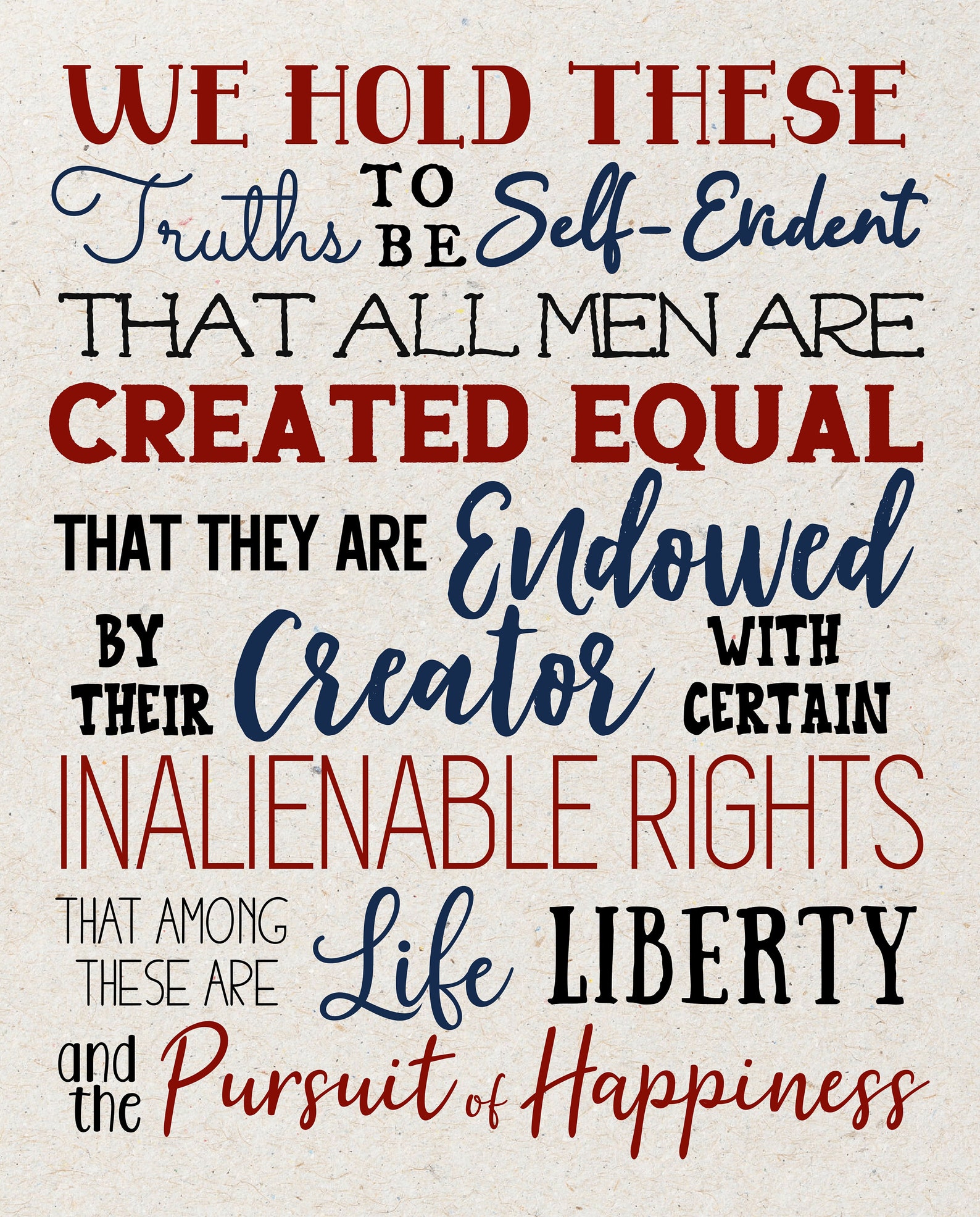 Declaration of Independence Printable Patriotic Subway Art 4th of July ...