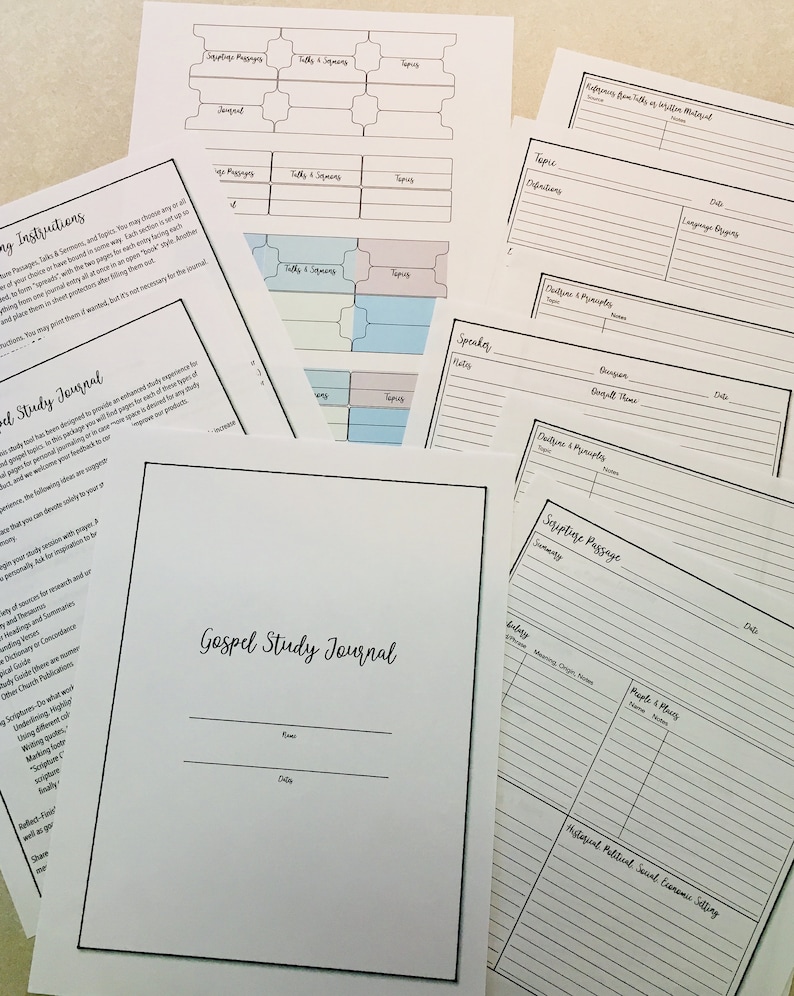 Printable Gospel Study Guide Bible Book of Mormon Journal - Etsy