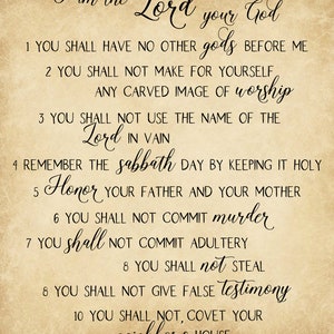 The Ten Commandments Printable Art; Bible Verse Print; NIV; New ...