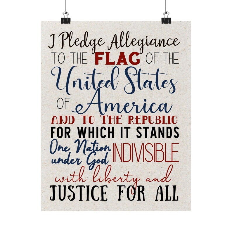 Pledge of Allegiance Matte Poster Patriotic Subway Art 4th of July Wall ...