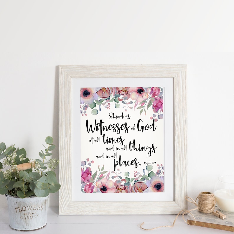 Mosiah 18:9 Book of Mormon Verse Printable Stand as Witnesses | Etsy