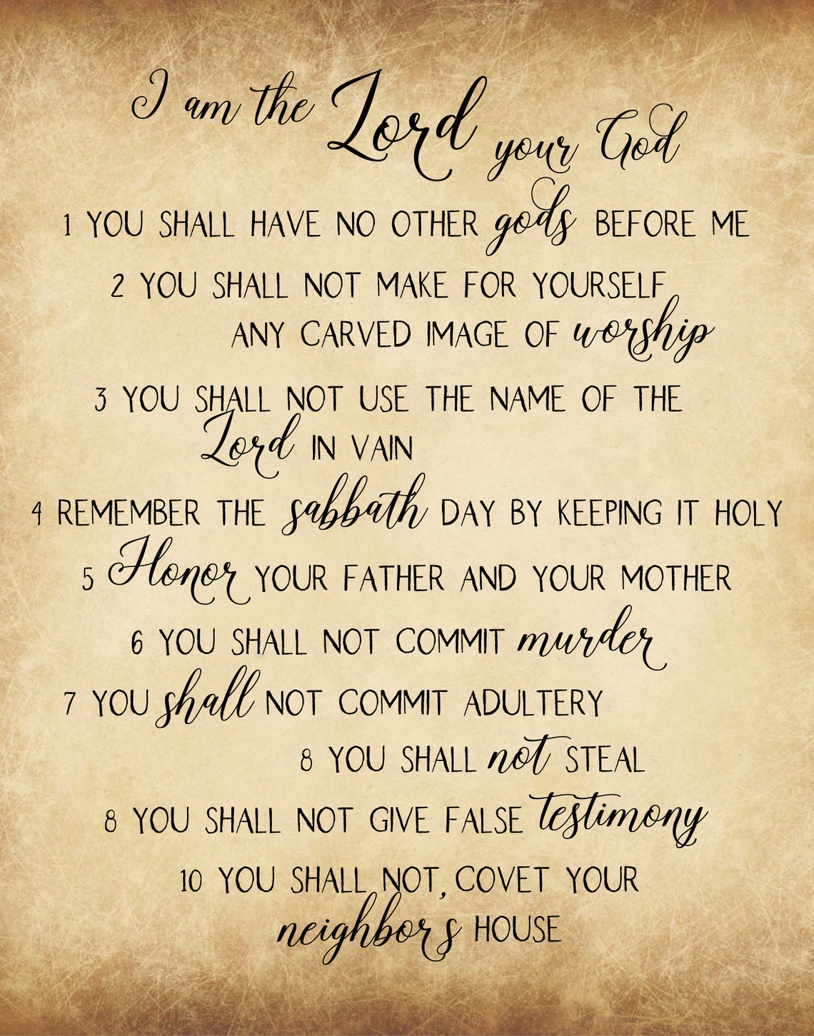 The Ten Commandments Printable Art Bible Verse Print NIV - Etsy Ireland