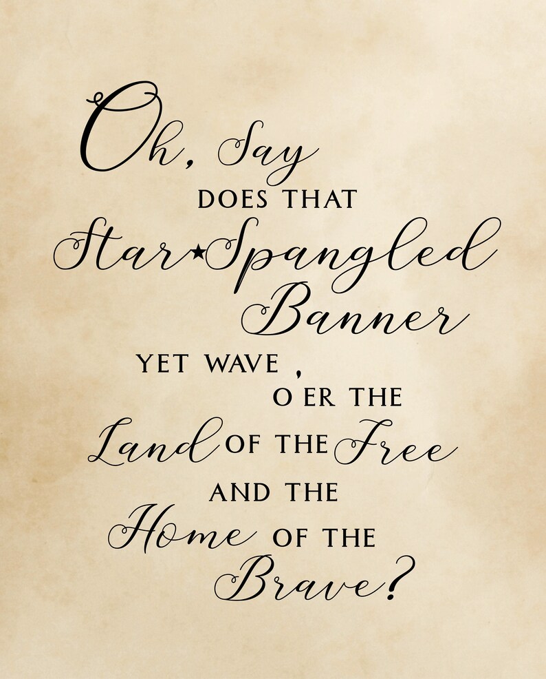 National Anthem, Star Spangled Banner Printable, Oh Say Can You See ...