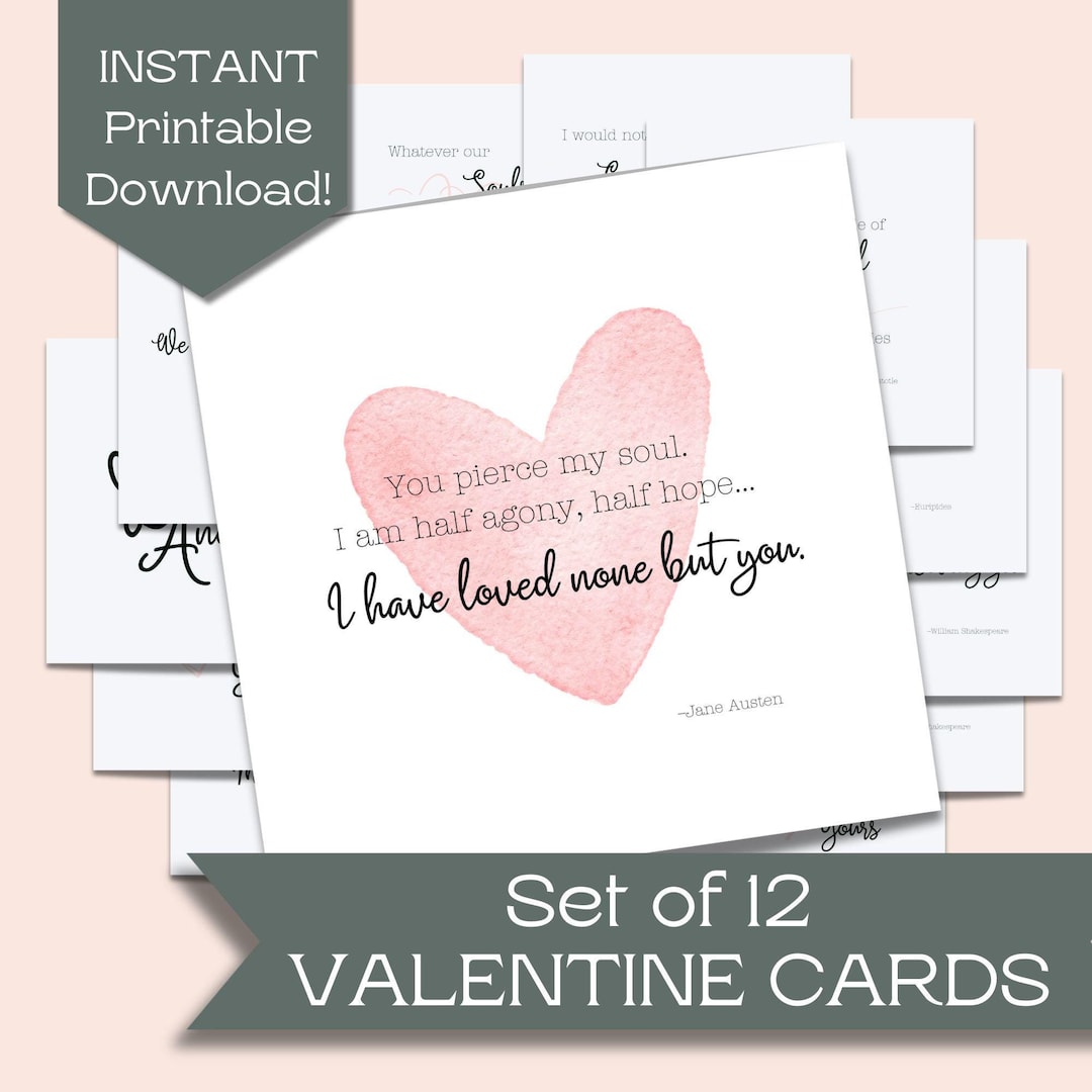 Printable Love Quote Card Set for Valentines Day Gift With Bible Quote ...