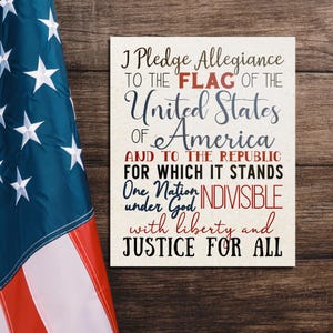 Pledge of Allegiance Matte Poster Patriotic Subway Art 4th of July Wall ...