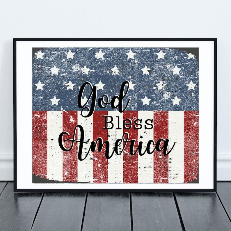 GOD BLESS AMERICA Poster Matte Patriotic Wall Art - Etsy