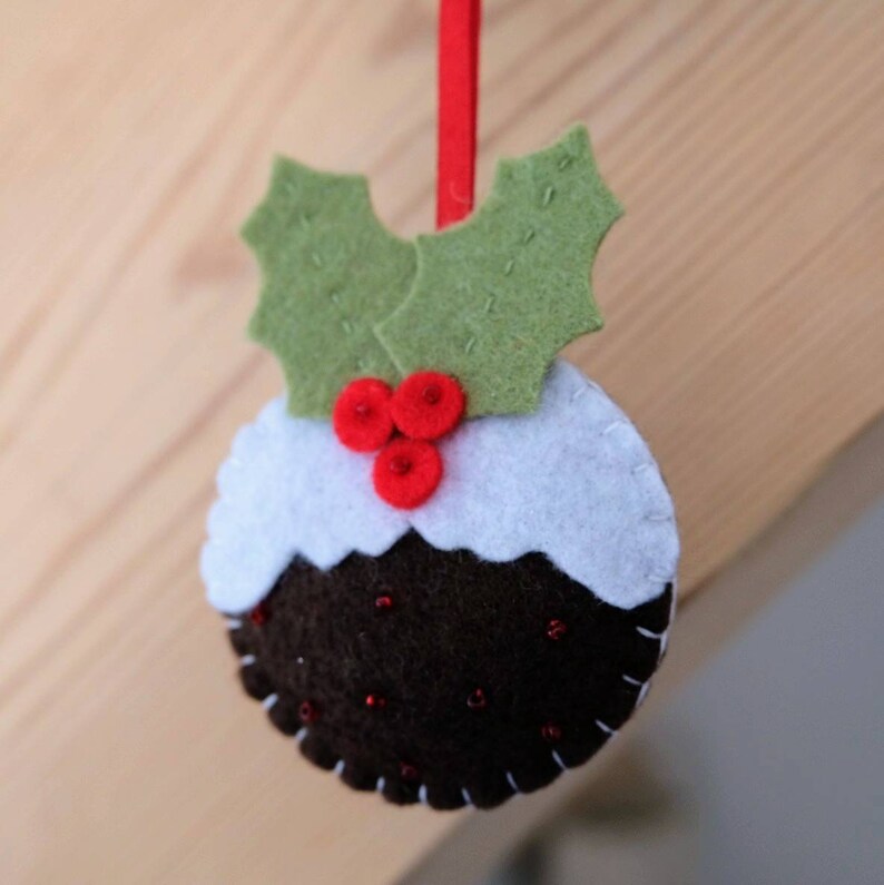 Hand Sewn Felt Christmas Pudding Tree Decoration - Etsy UK