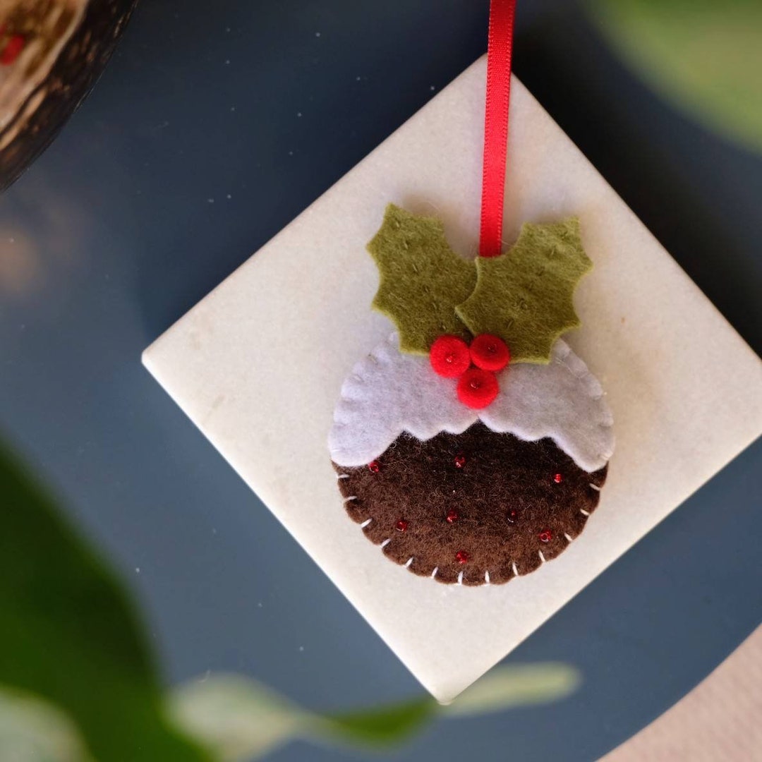 Hand Sewn Felt Christmas Pudding Tree Decoration - Etsy UK