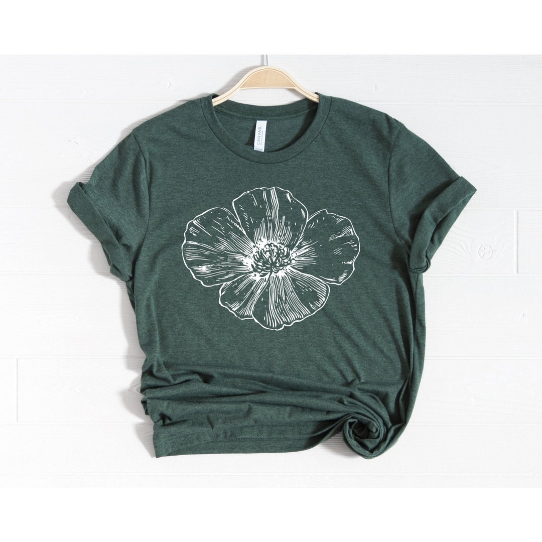 Poppy Shirt, California Poppy Shirt, Flower Shirt, Botanical Shirt ...