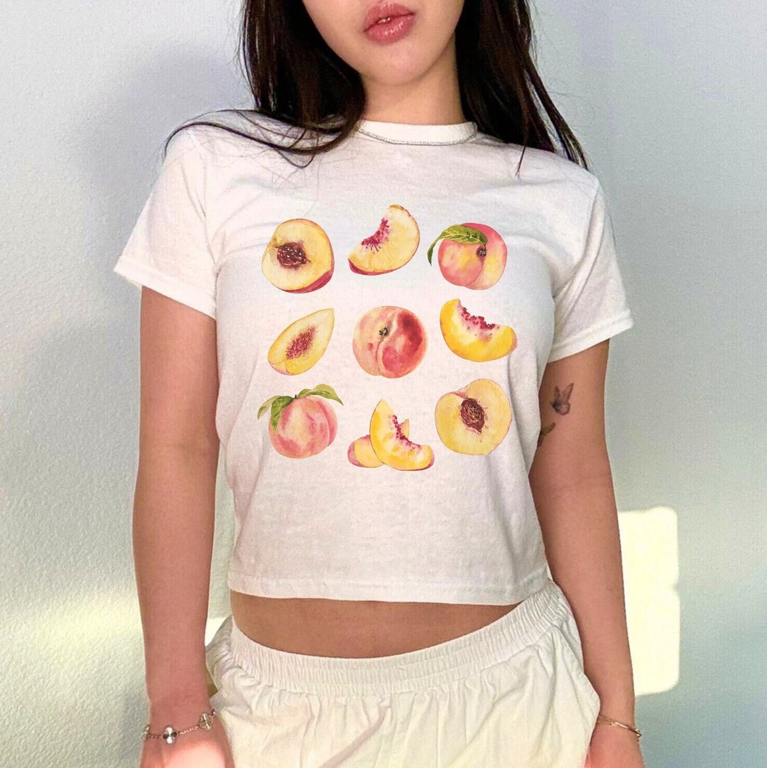 Peach Baby Tee, Peach T-shirt, Vintage Peaches Tshirt, 90s Crop Top ...