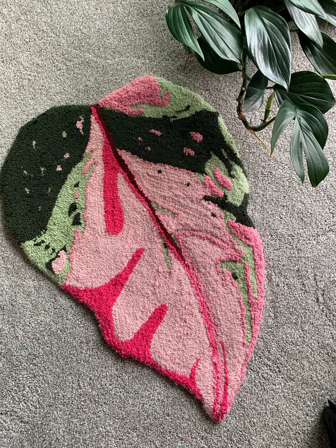 Pink Princess Philodendron Hand Tufted Rug - Etsy