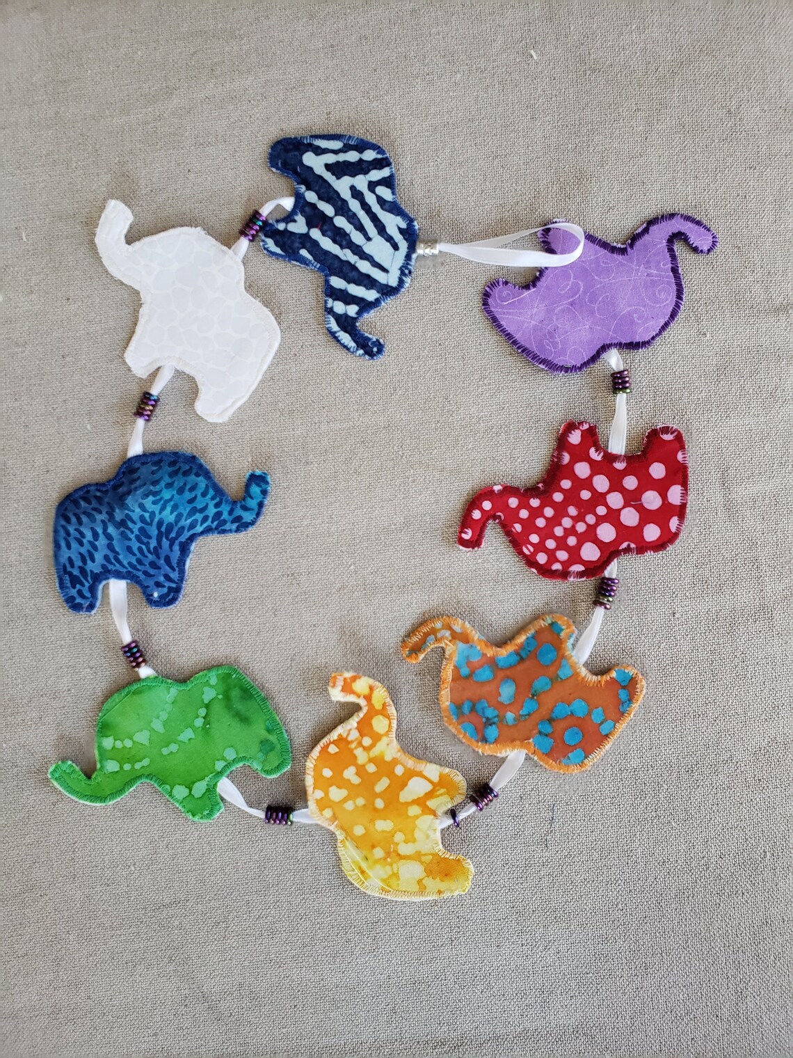 Elephant Chain Wall Hanging. 8 Colorful Elephants - Etsy UK