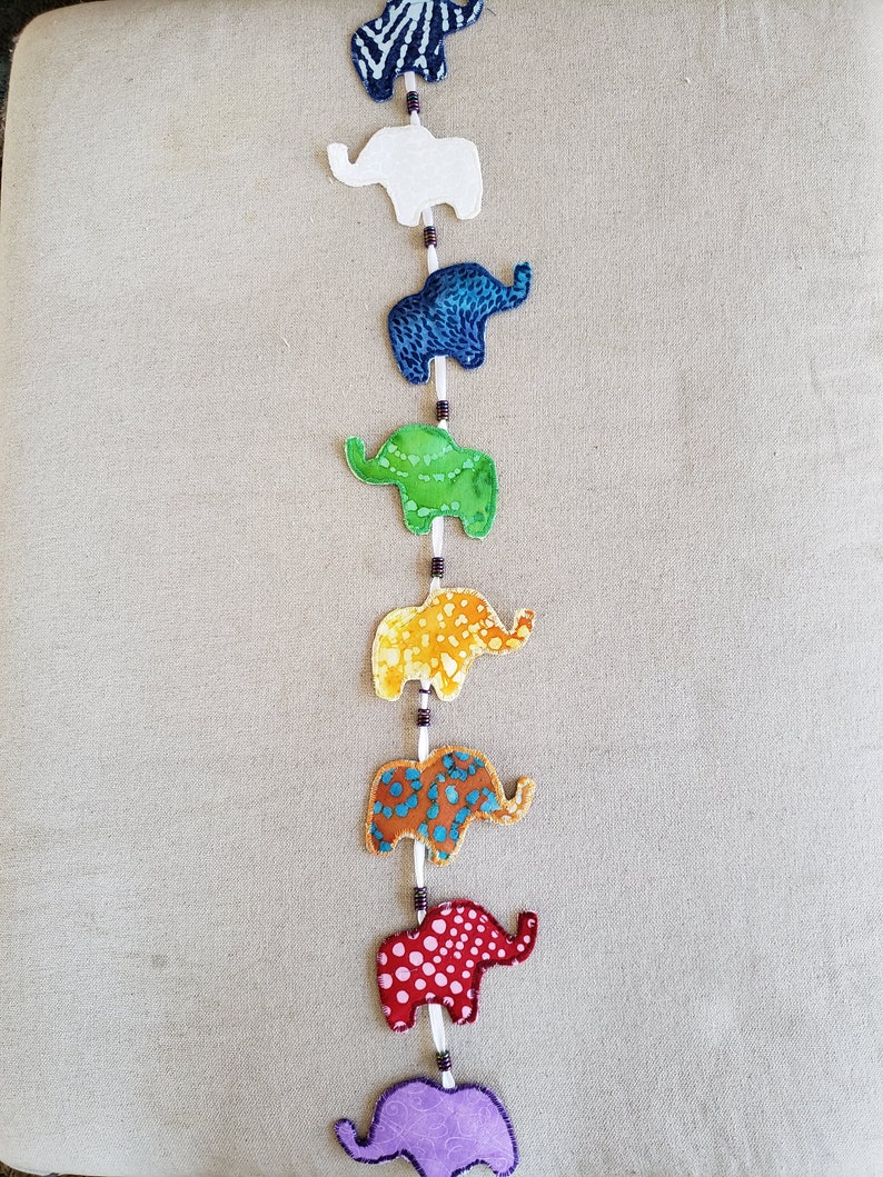 Elephant Chain Wall Hanging. 8 Colorful Elephants - Etsy UK
