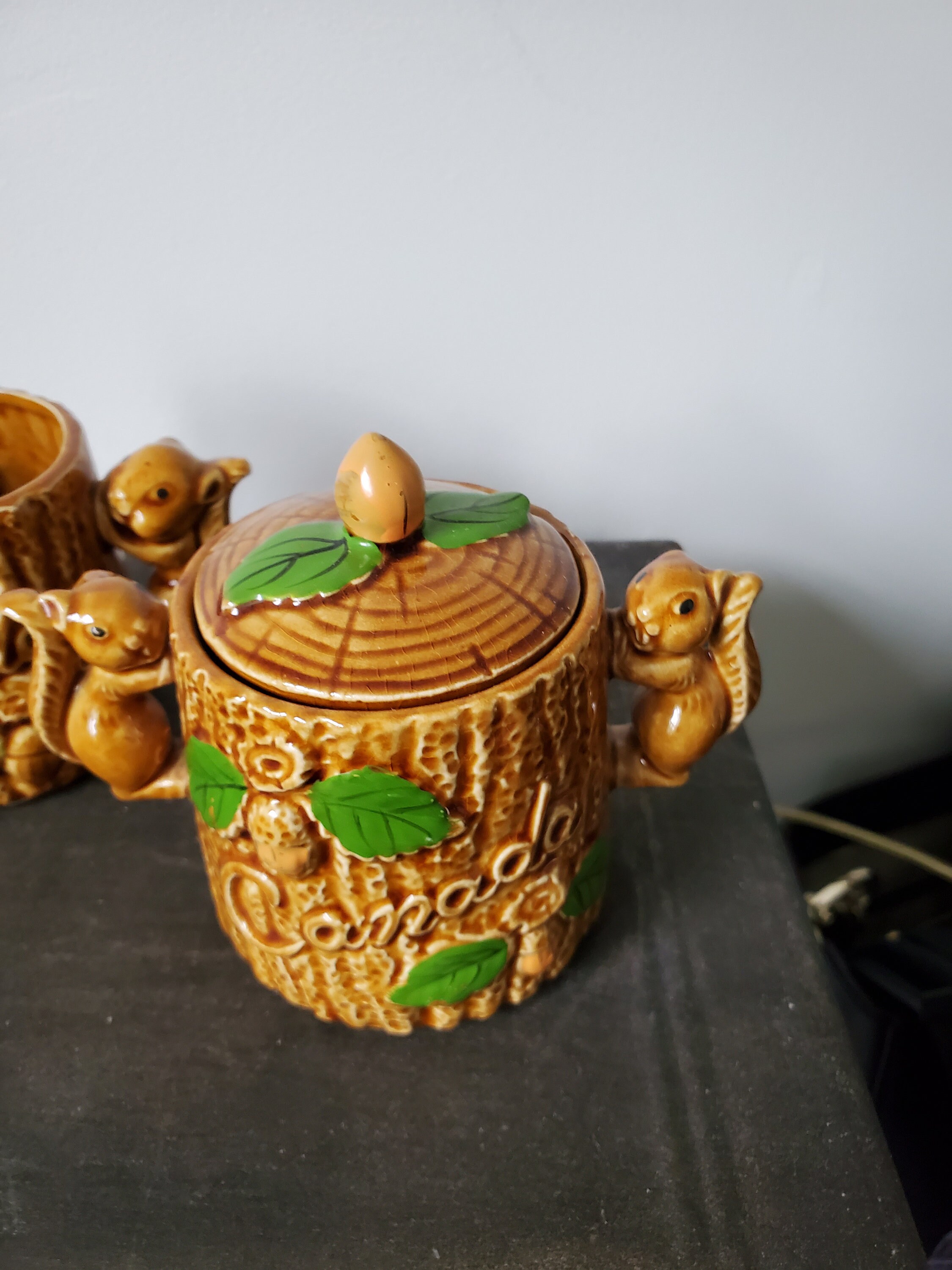 Cottage Kitsch Squirrel Tree and Acorn Sugar and Creamer - Etsy