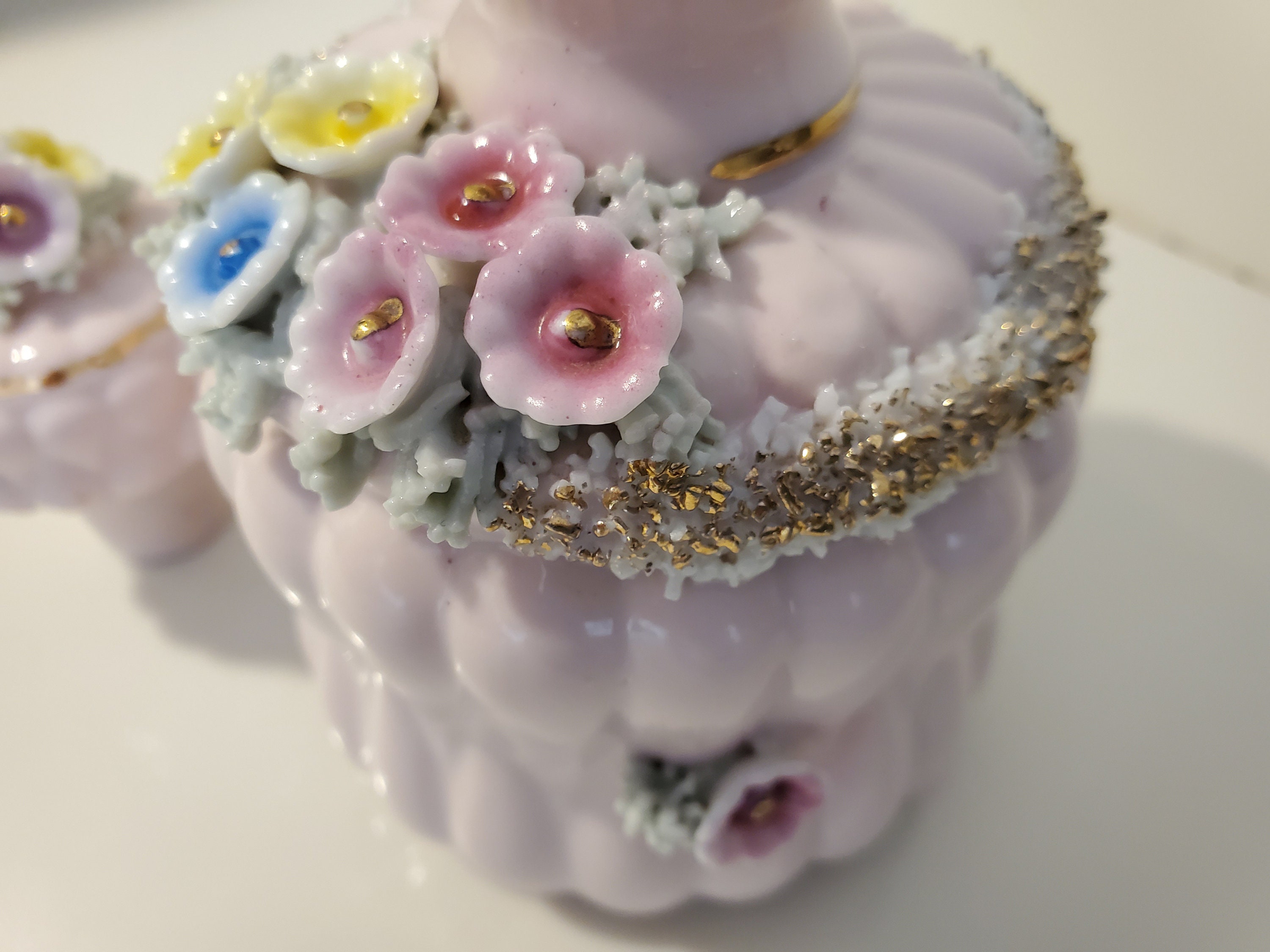 Pretty Ceramic Perfume Bottle Pink With Flowers Part of - Etsy