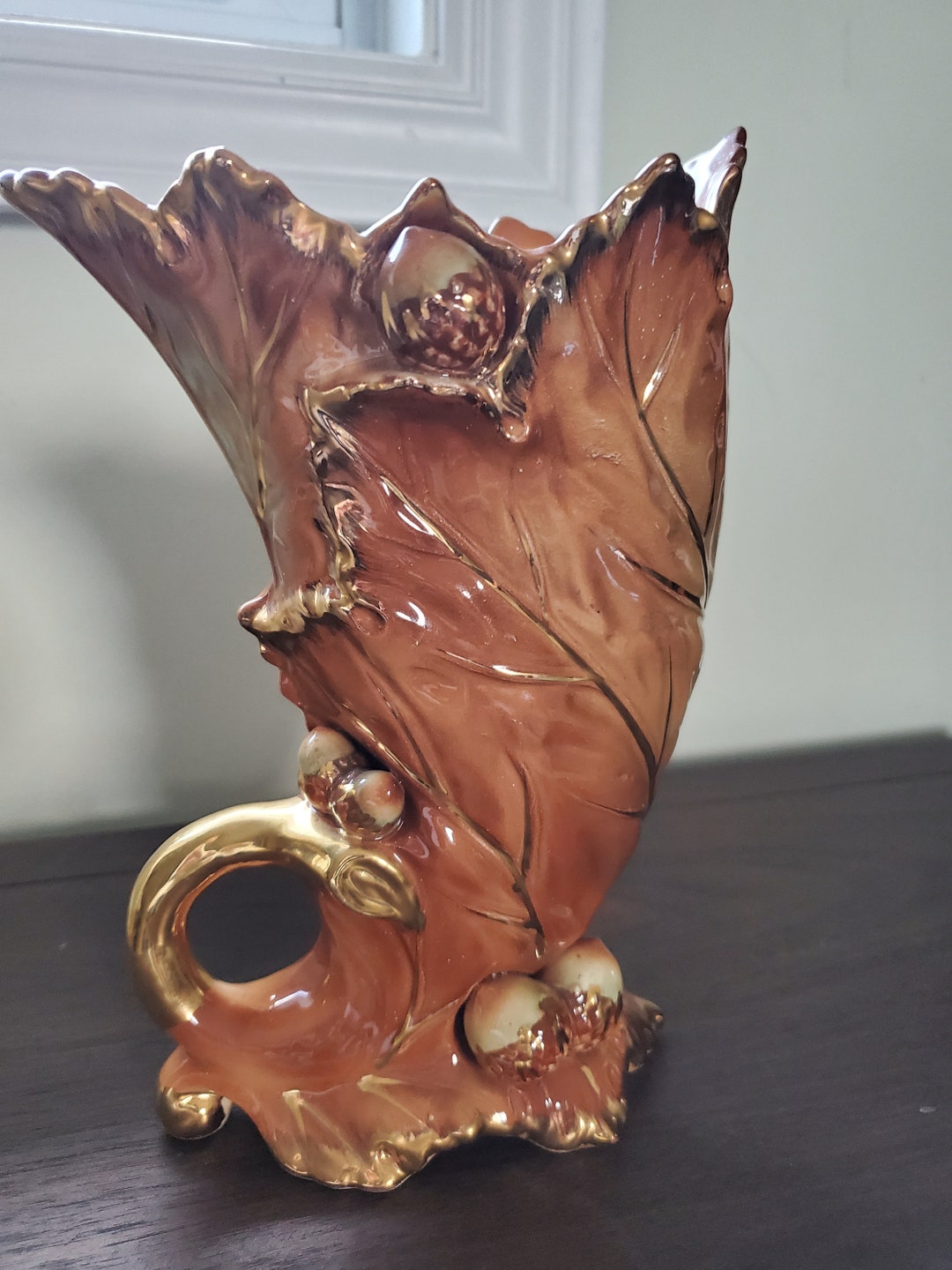 Vintage Rare Enesco Cornucopia Oak Leaves and Acorns Vase - Made in ...
