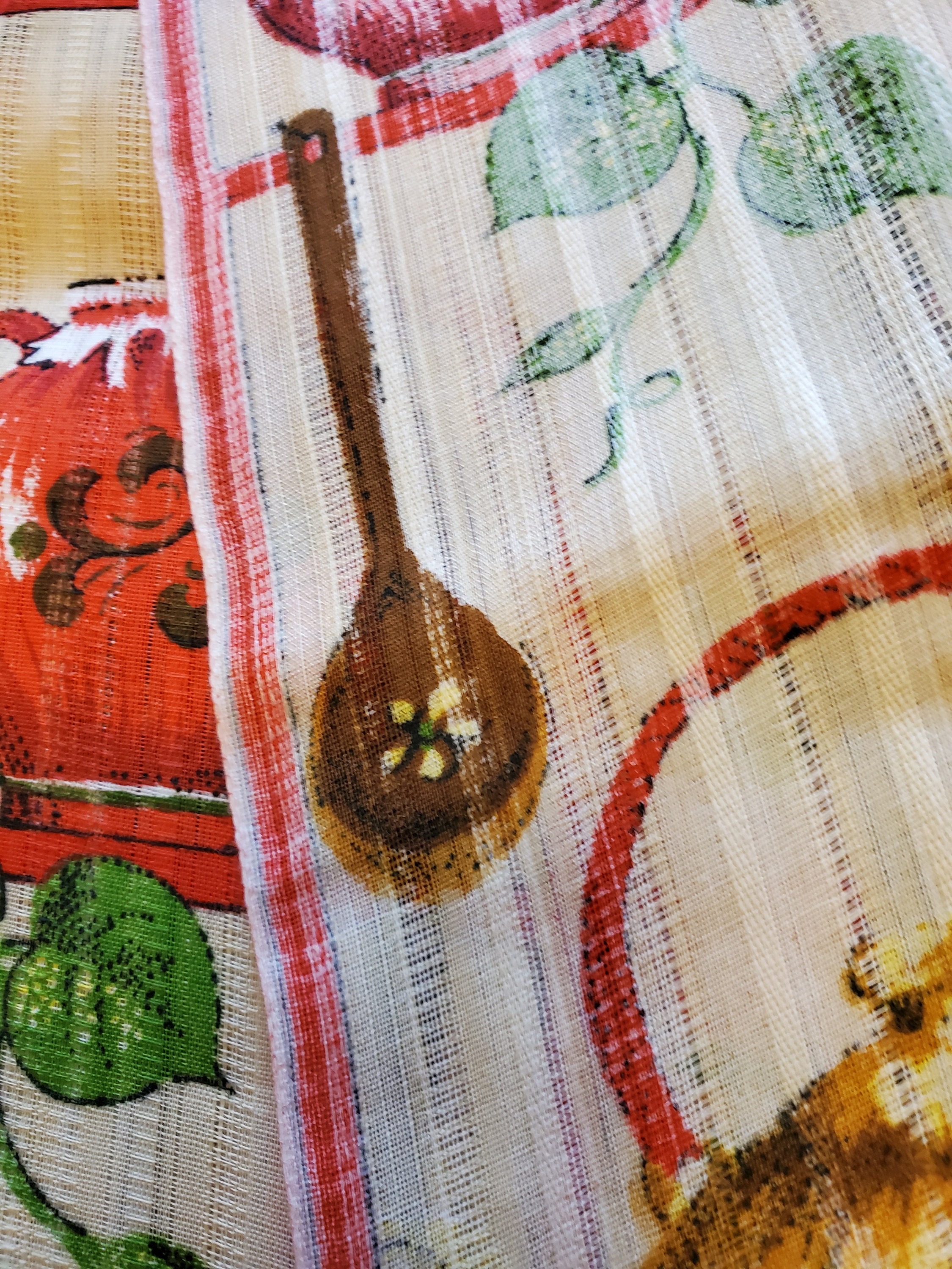 SUPER Cute Vintage Kitsch Kitchen Curtain Fabric - Cheery Colours ...