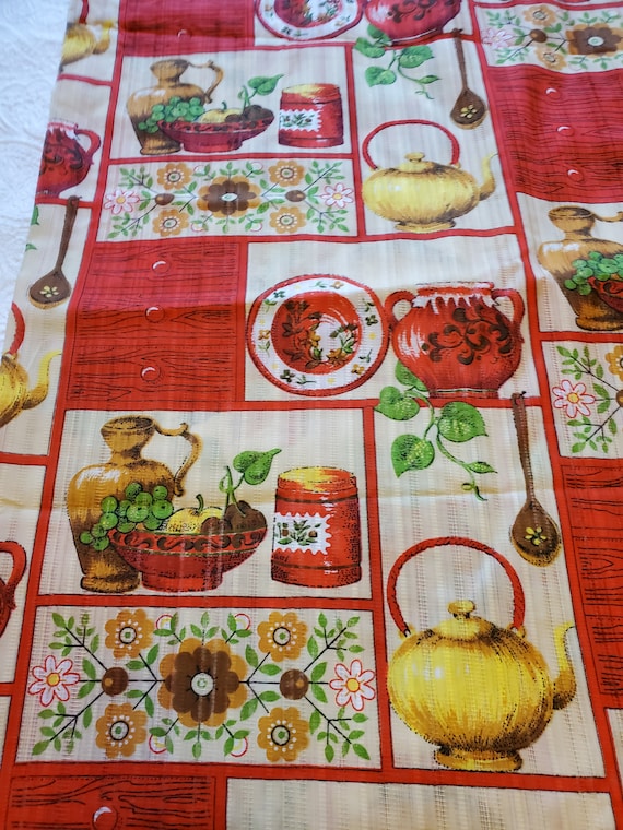 SUPER Cute Vintage Kitsch Kitchen Curtain Fabric Cheery | Etsy