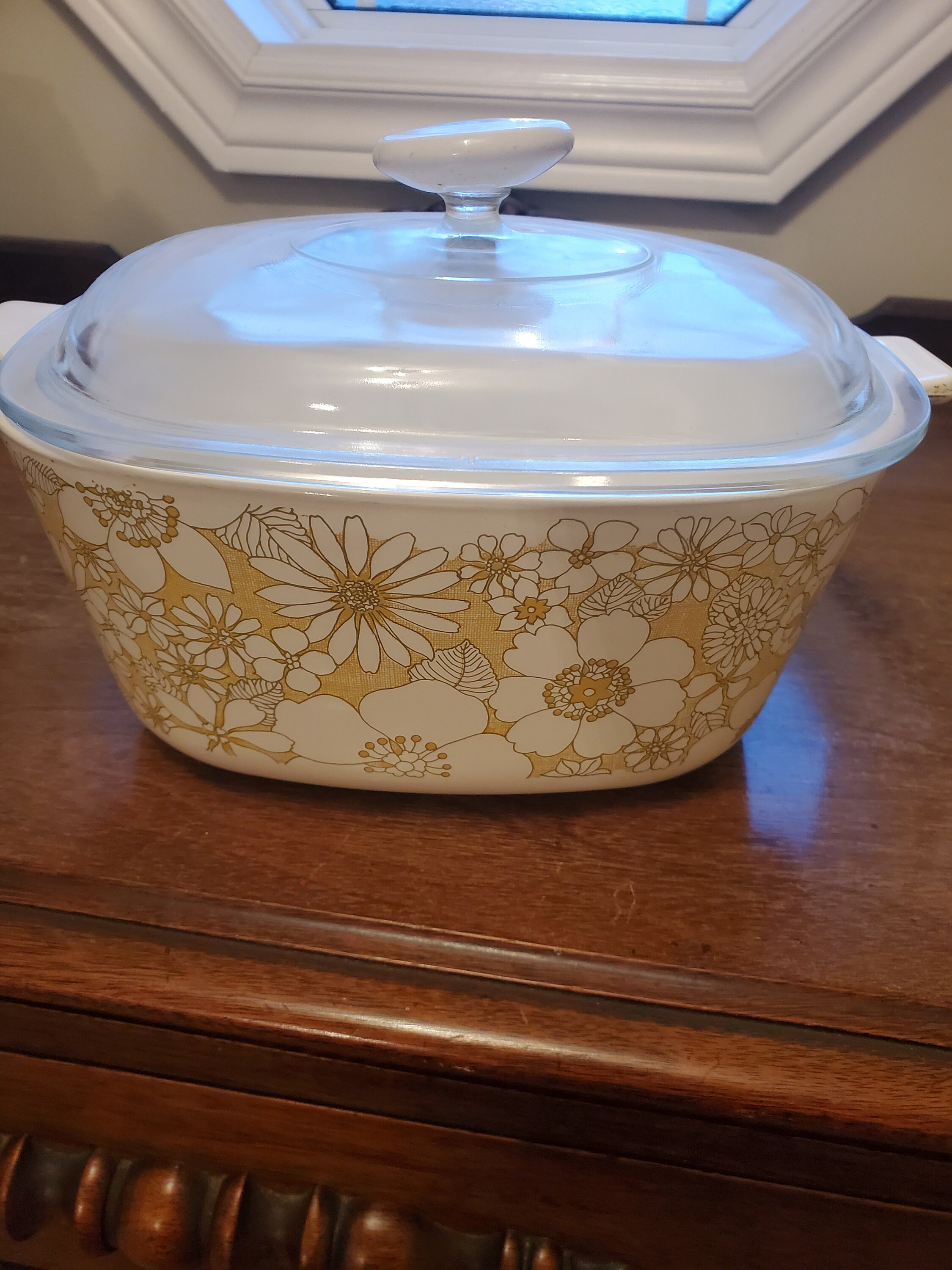 Vintage 2 1/2 Quart Rare Yellow Floral Corningware Casserole Dish ...