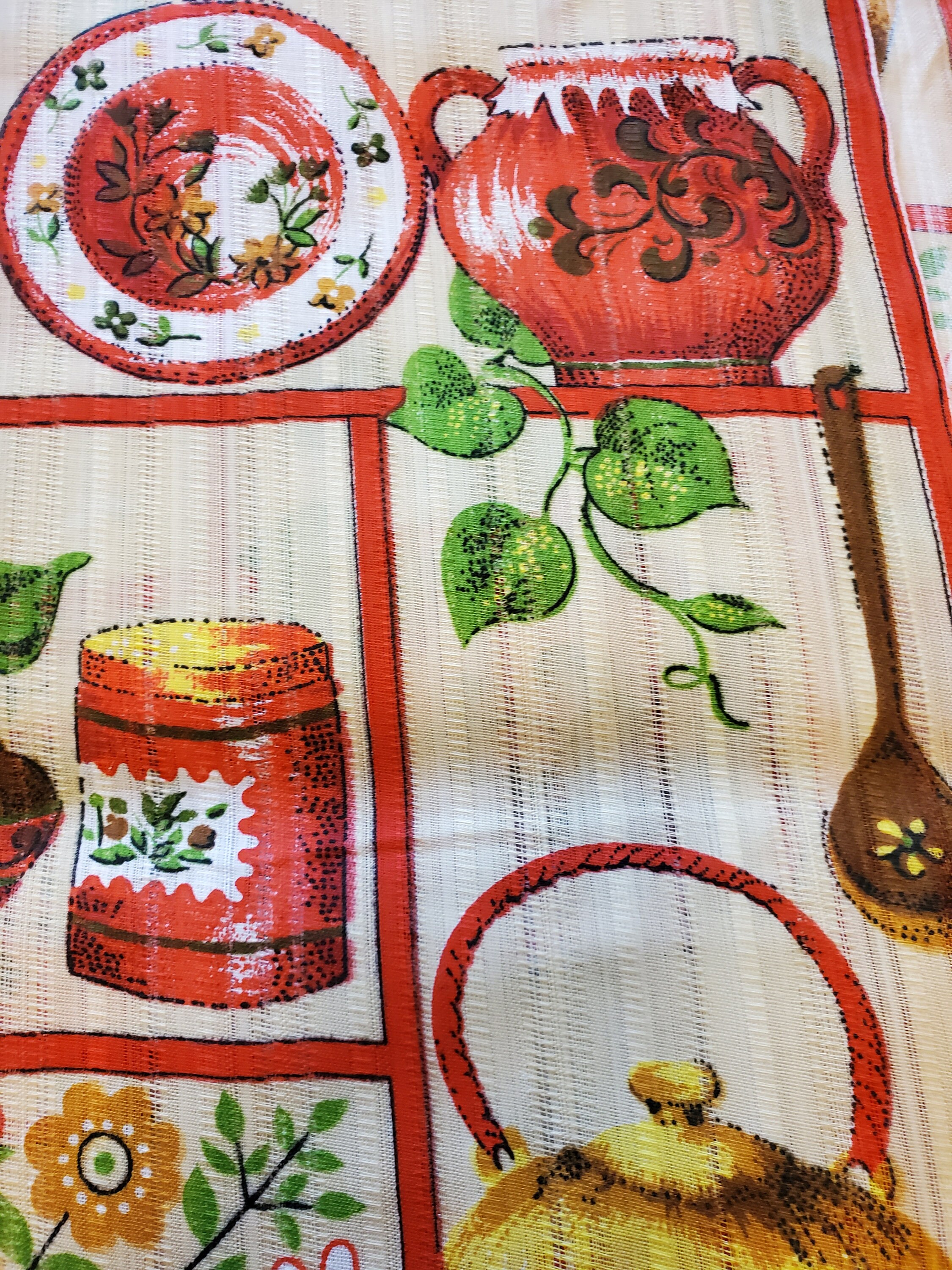 SUPER Cute Vintage Kitsch Kitchen Curtain Fabric - Cheery Colours ...