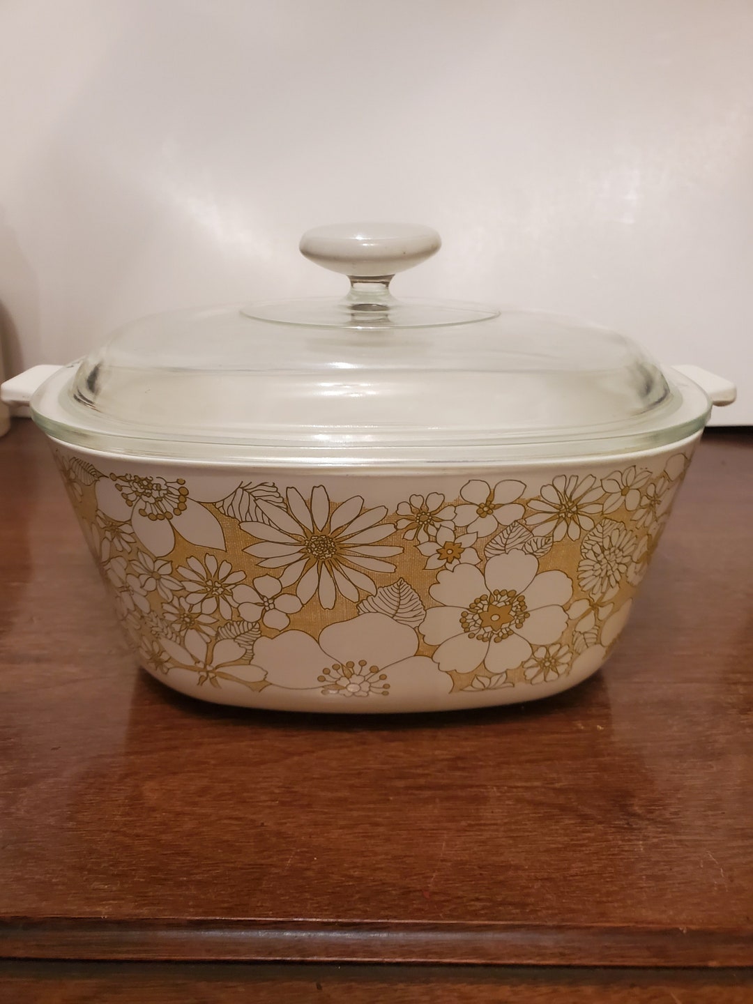 Vintage 2 1/2 Quart Rare Yellow Floral Corningware Casserole Dish ...