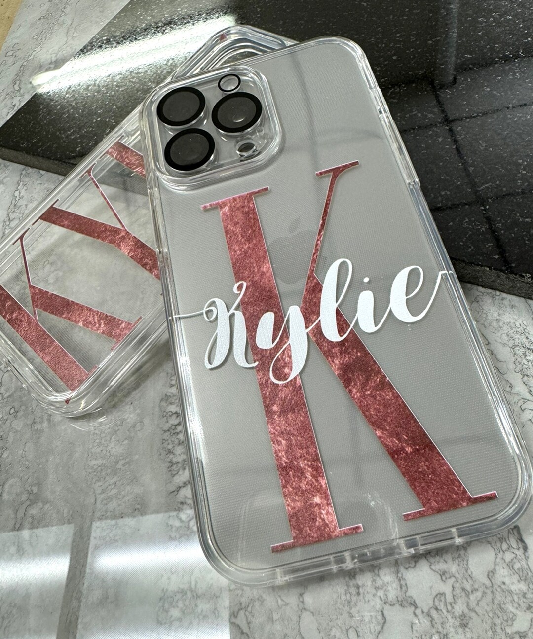Personalized Initial iPhone Case: Custom Monogram Clear Gel Cover - Etsy