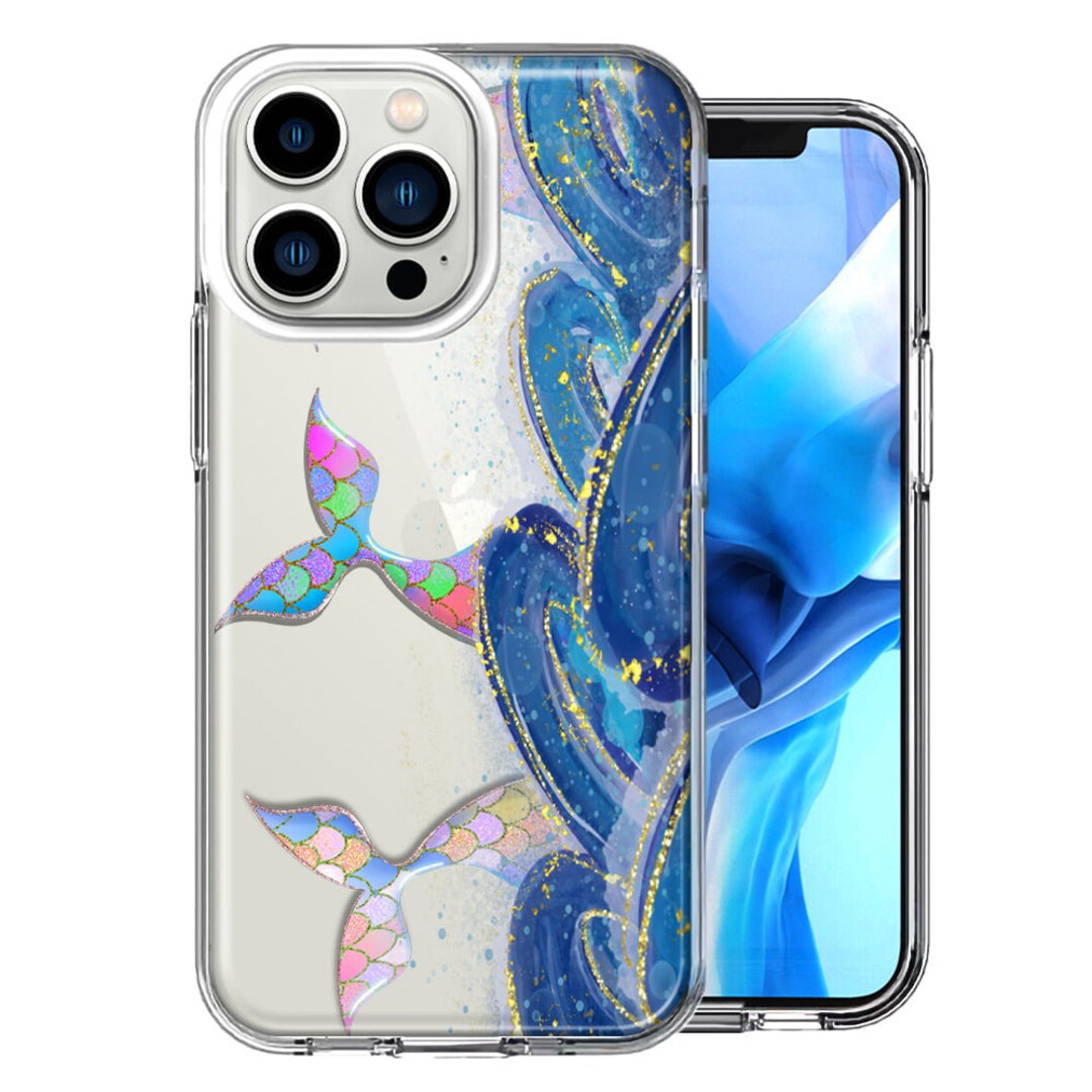 For Apple iPhone 13 Pro Rainbow Mermaid Tails Scales Ocean Waves Beach ...