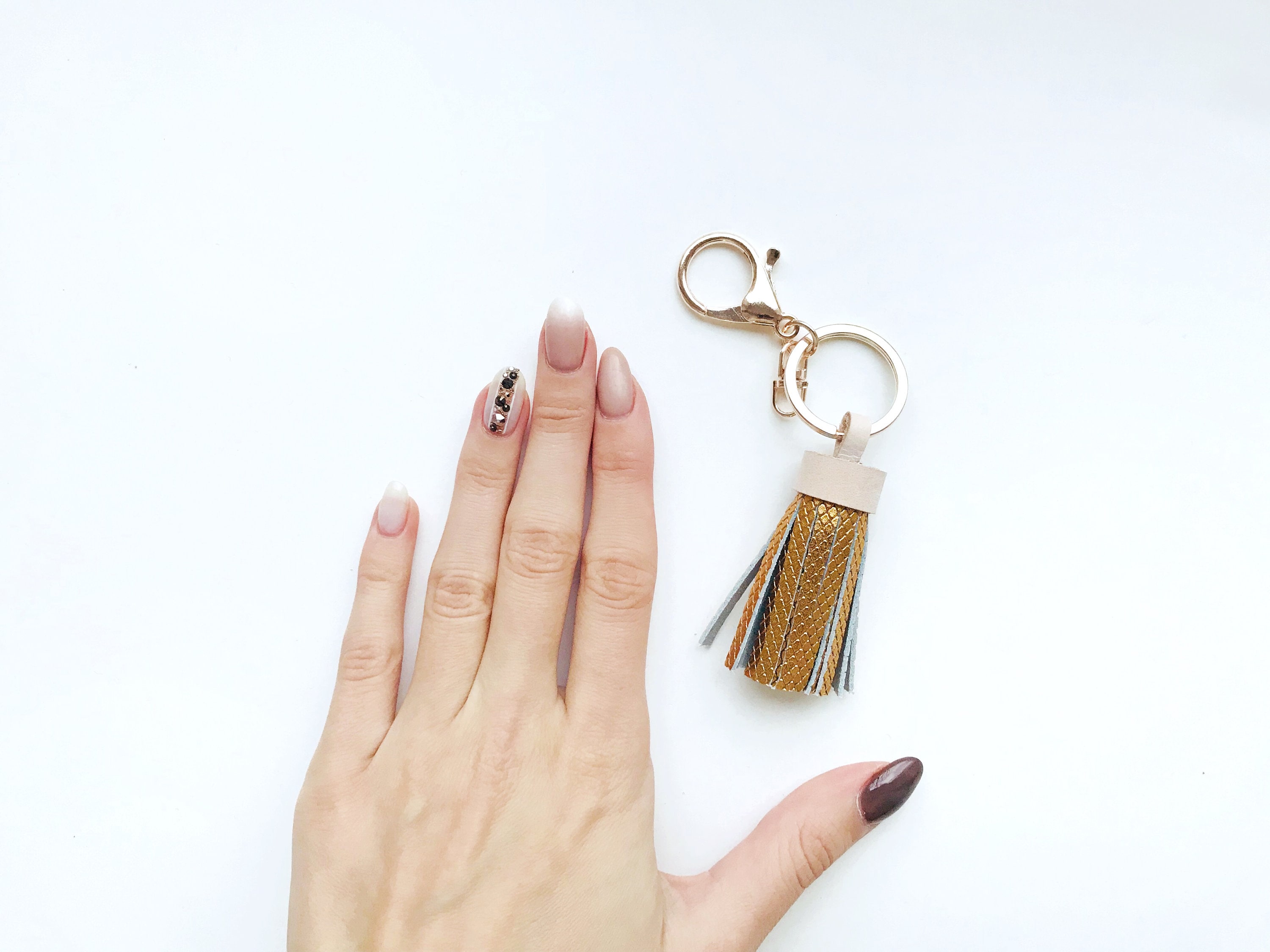 Leather Tassel Keyfob / Small Leather Keychain / Tassel Key - Etsy