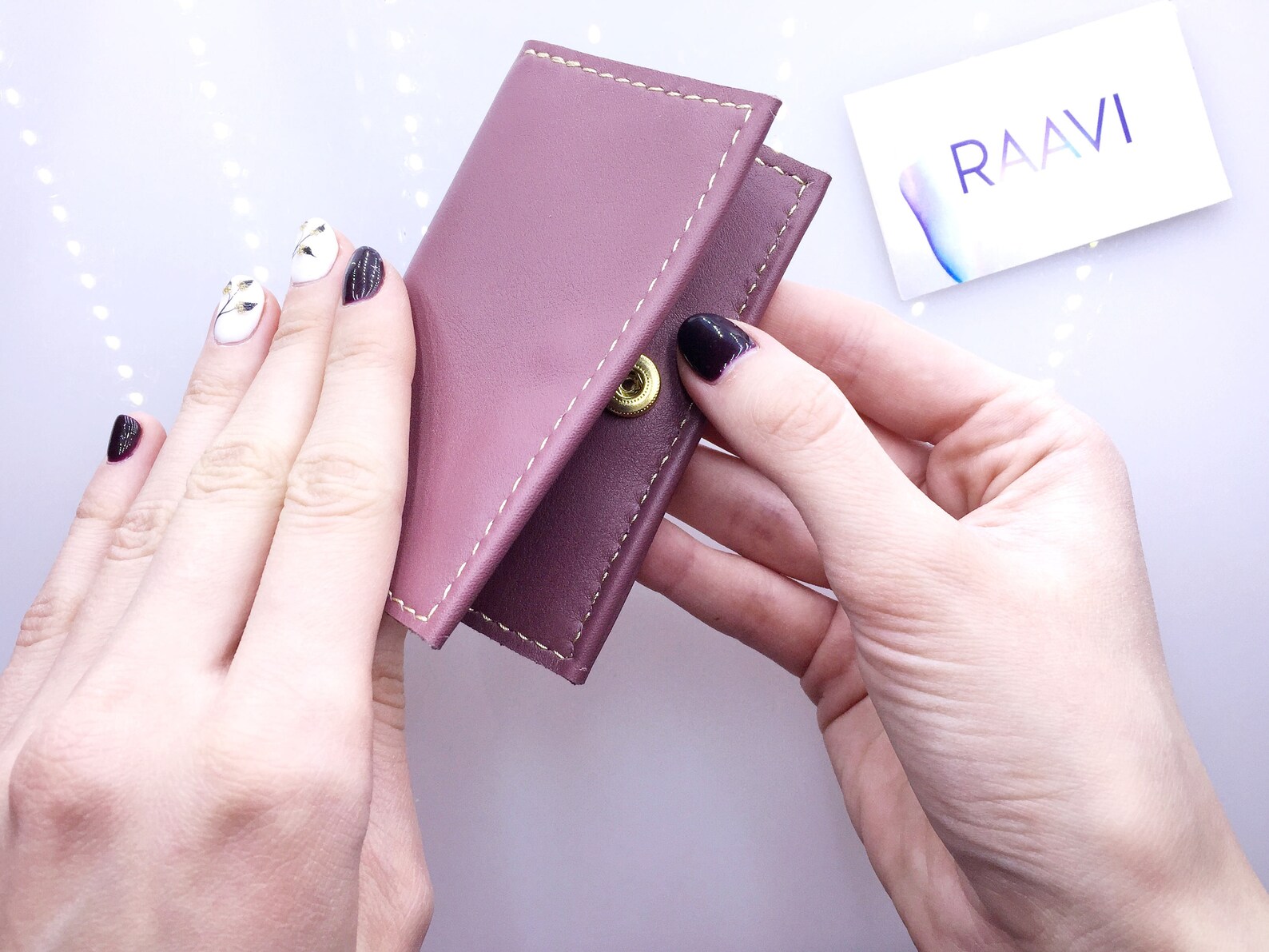 Small Leather Wallet With Zipper. Leather Credit Card Holder. Women ...