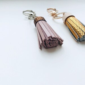 Leather Tassel Keyfob / Small Leather Keychain / Tassel Key Charm - Etsy