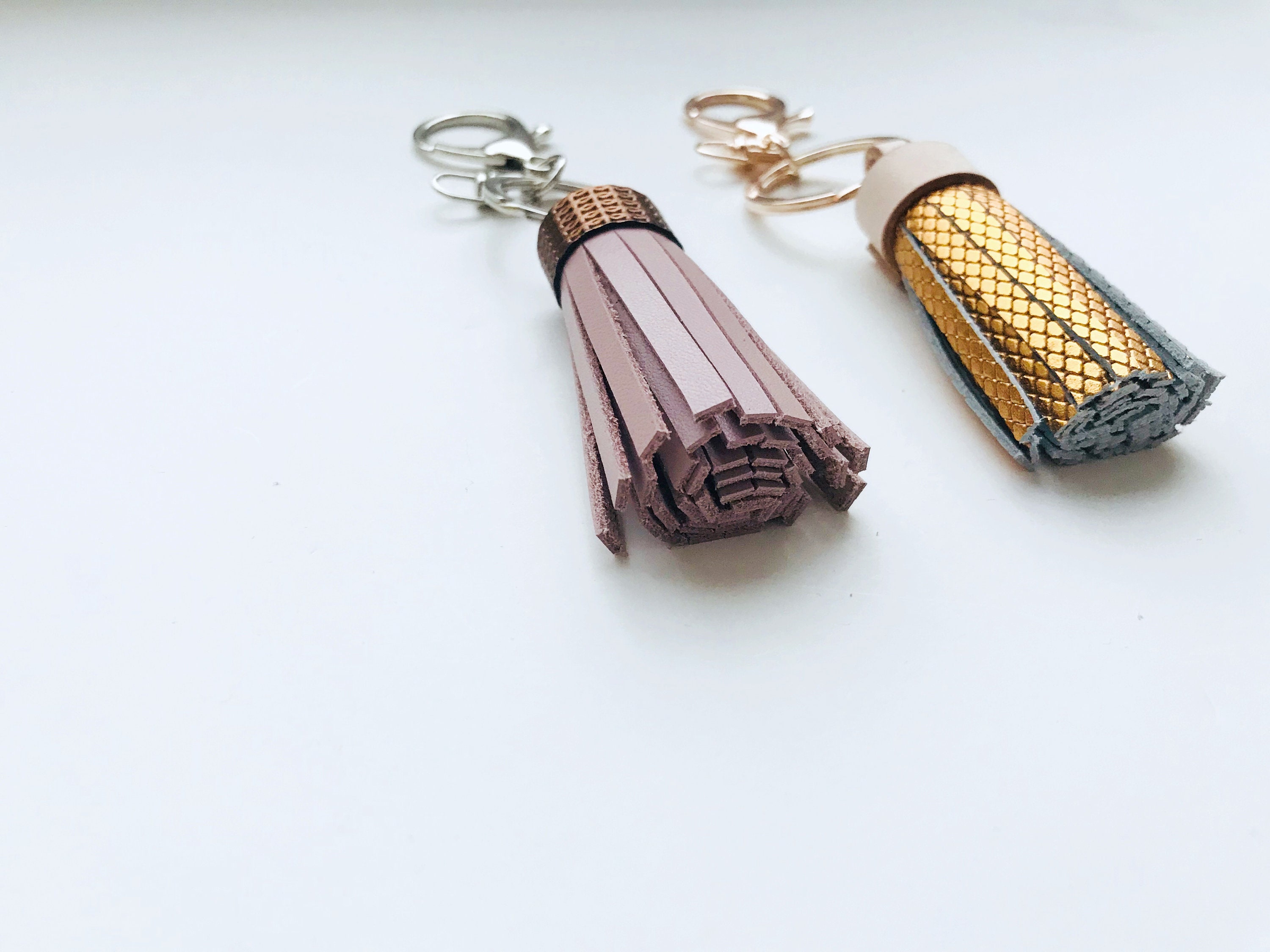 Leather Tassel Keyfob / Small Leather Keychain / Tassel Key - Etsy