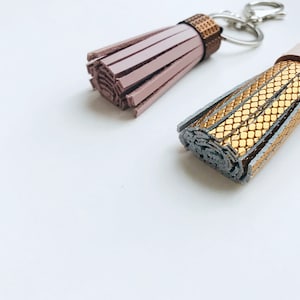 Leather Tassel Keyfob / Small Leather Keychain / Tassel Key Charm - Etsy