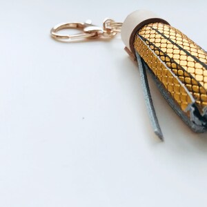 Leather Tassel Keyfob / Small Leather Keychain / Tassel Key Charm - Etsy