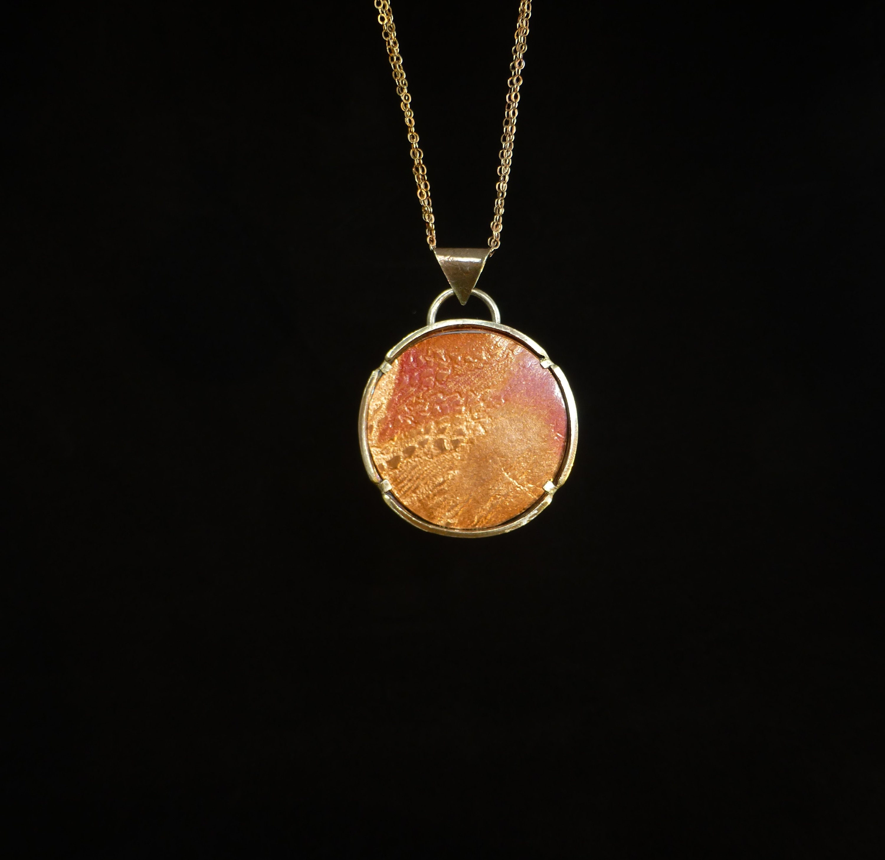 Copper geode Enamel Pendant Necklace - Etsy