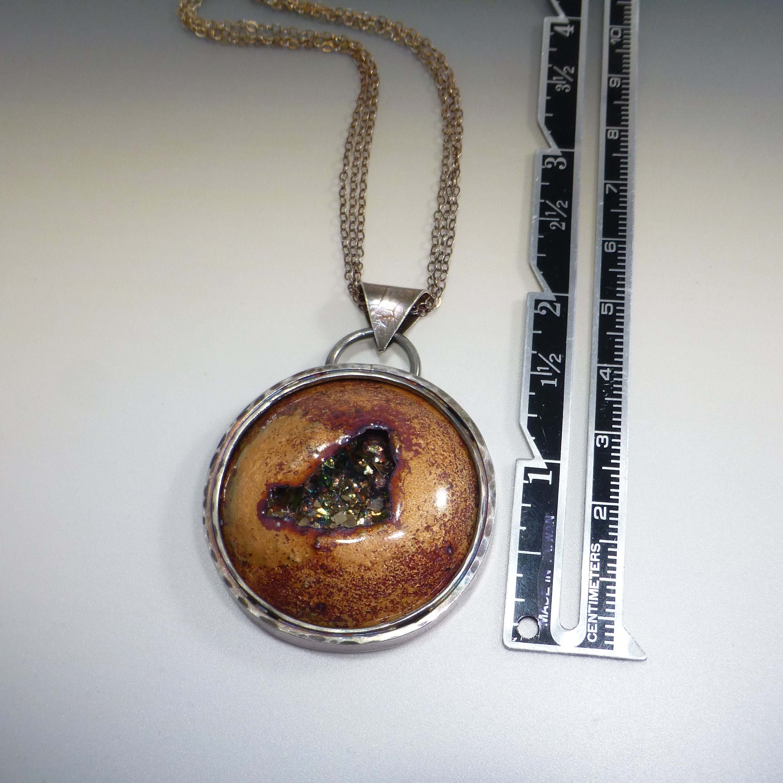 Copper geode Enamel Pendant Necklace - Etsy