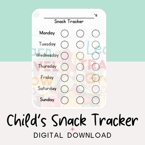 Child's Snack Tracker - Printable Digital Download - Etsy