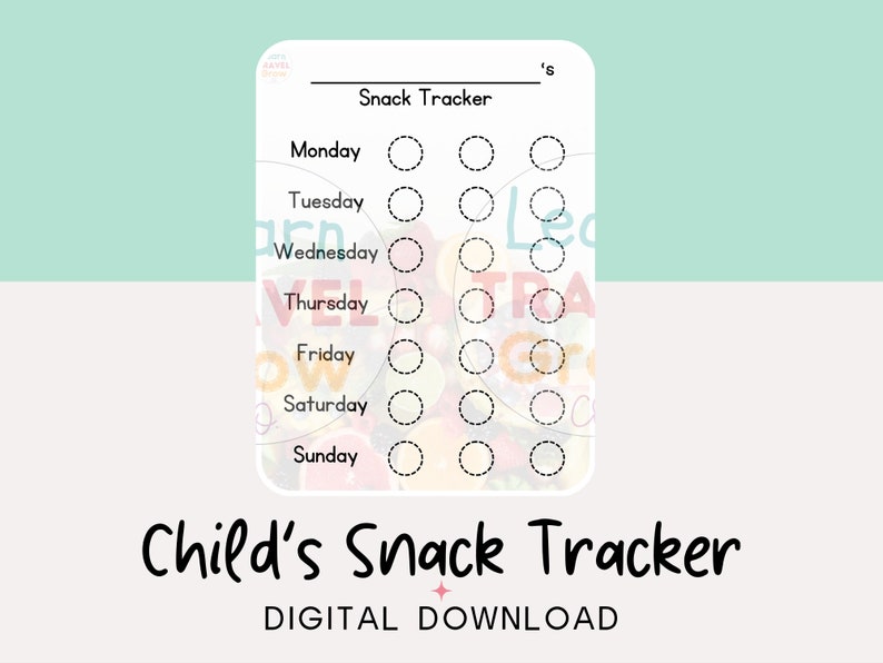Child's Snack Tracker - Printable Digital Download - Etsy