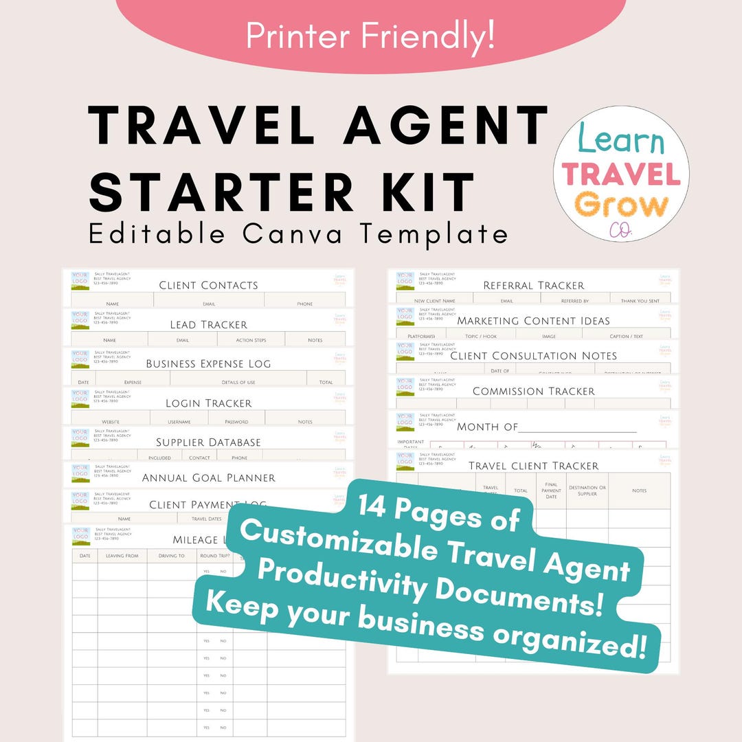 Travel Agent Starter Kit: Editable Canva Business Templates (digital ...